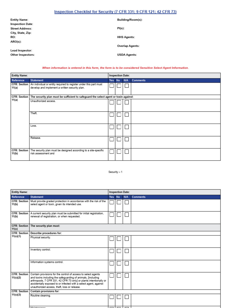Security Compliance Inspection Template | PDF | Computer Security ...