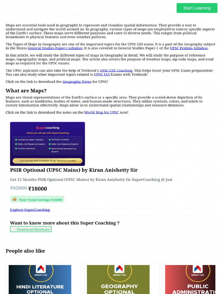 Types of Maps - Topographic, Political, Thematic, Maps & More | PDF