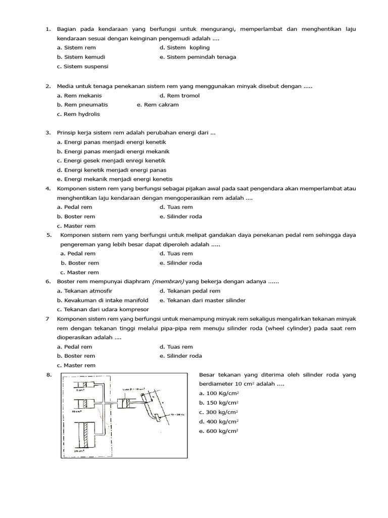 Soal Sistem Rem | PDF