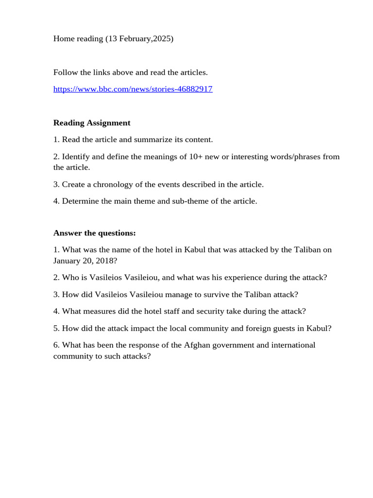 Home Reading 3 | PDF