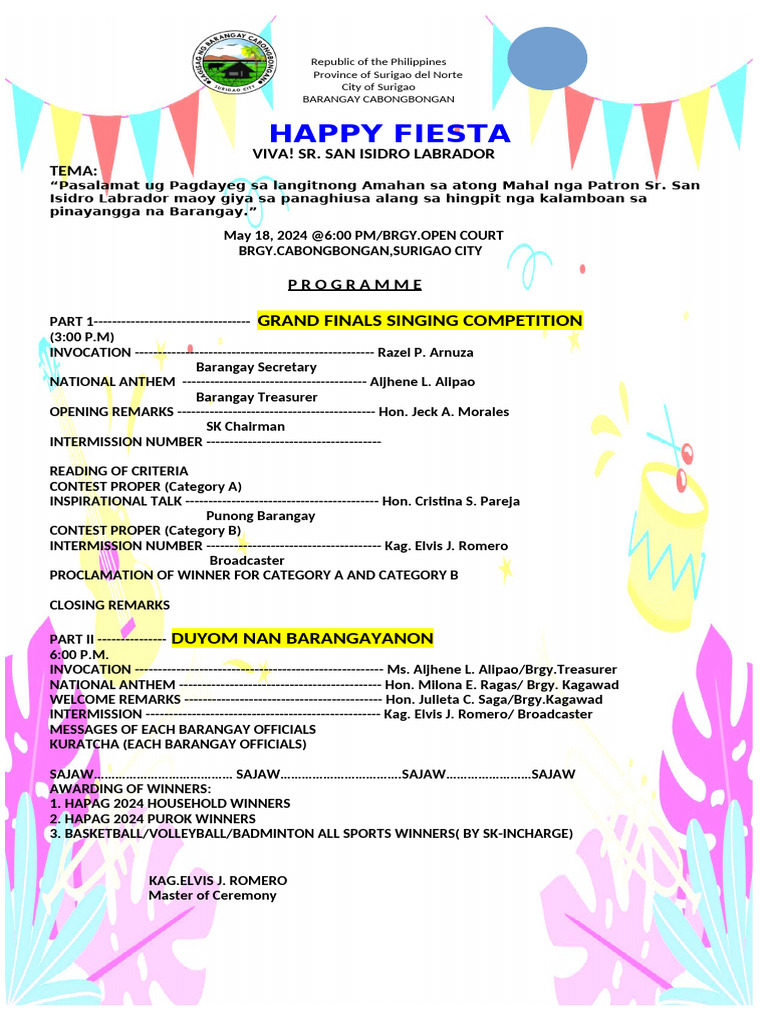 Fiesta Programme 2024 | PDF