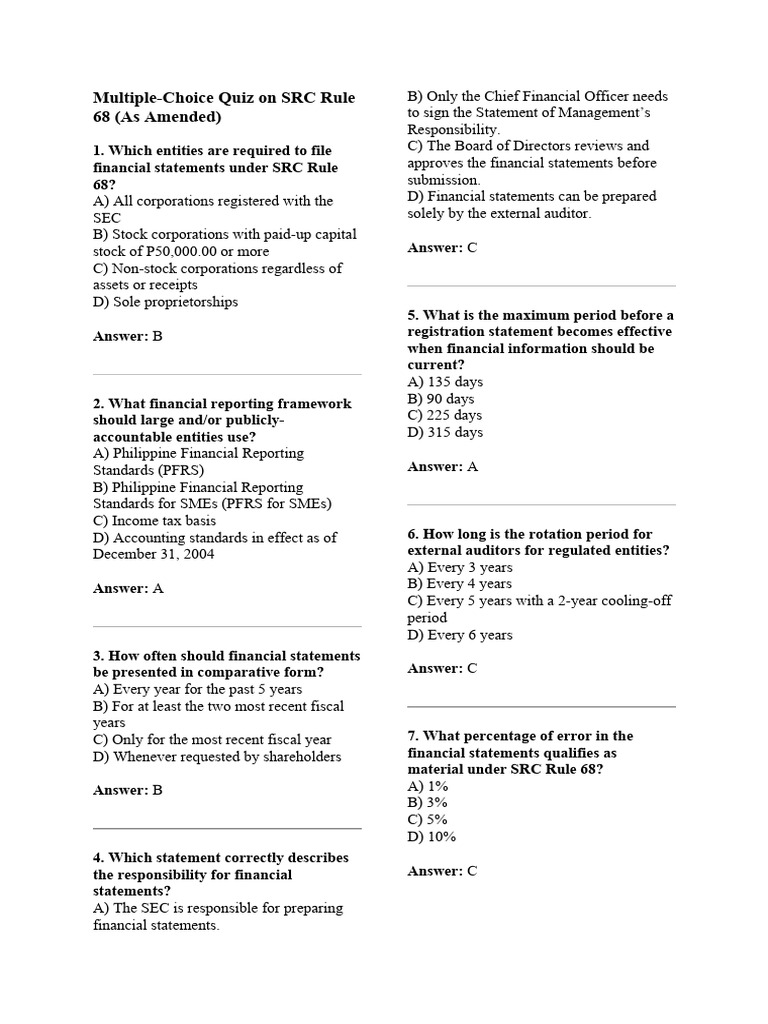 SRC 68 Prac Test | PDF | Audit | Auditor's Report