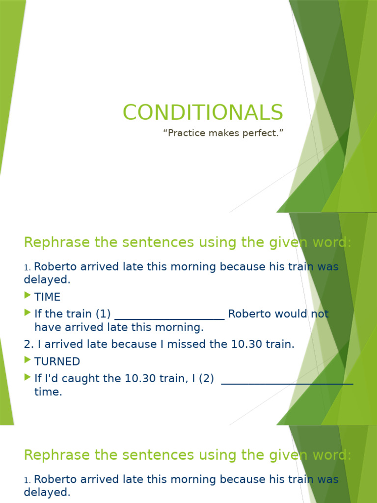 Conditionals Exercises Presentation | PDF