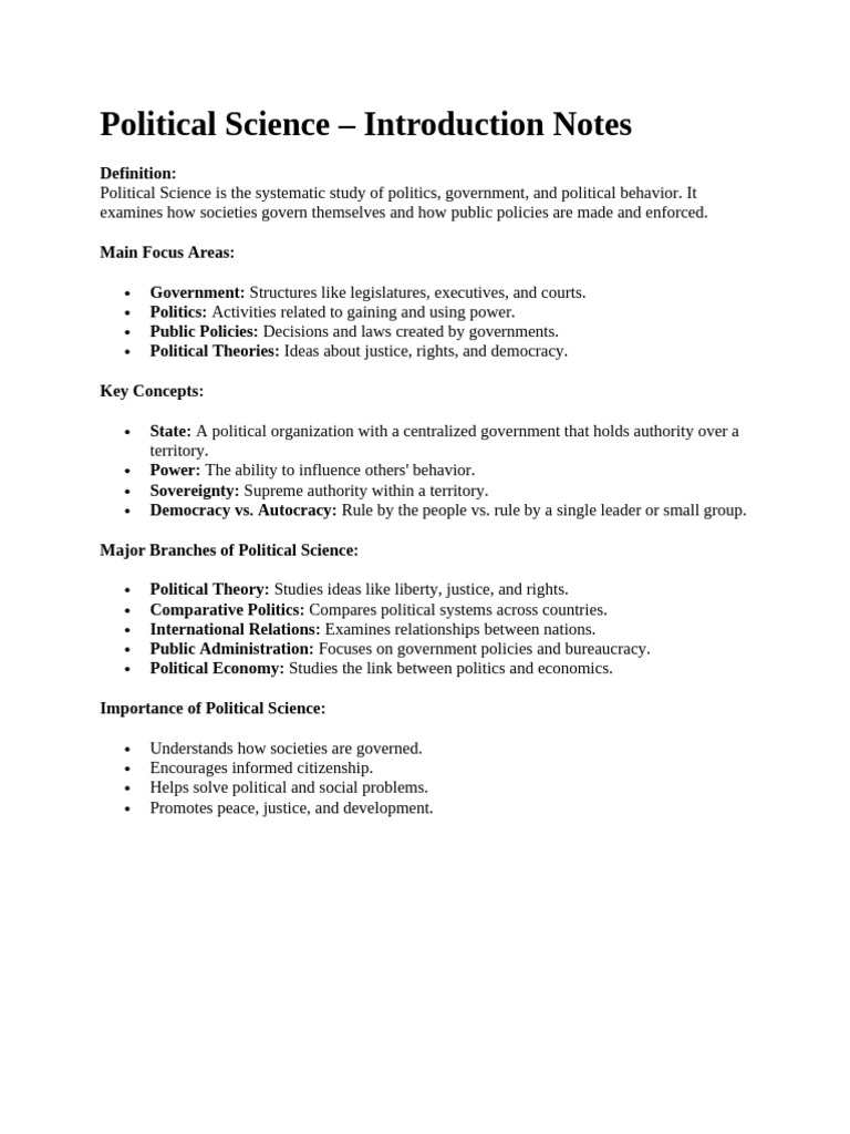 Introduction to Political Science Concepts | PDF