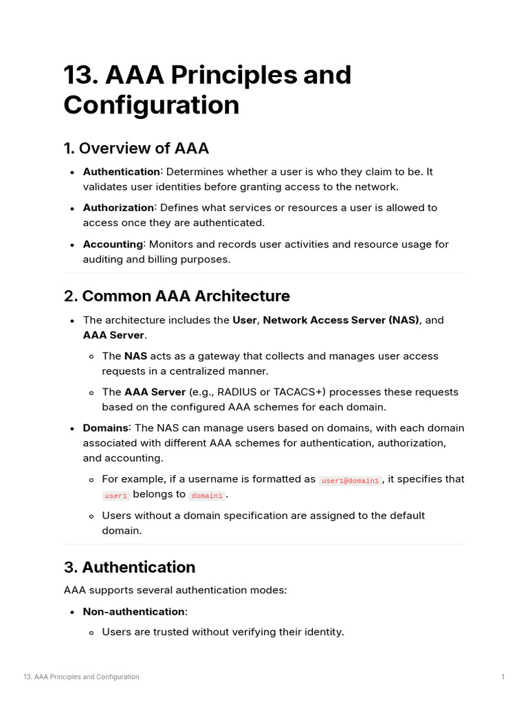 AAA Principles and Configuration | PDF | Radius | Internet Architecture