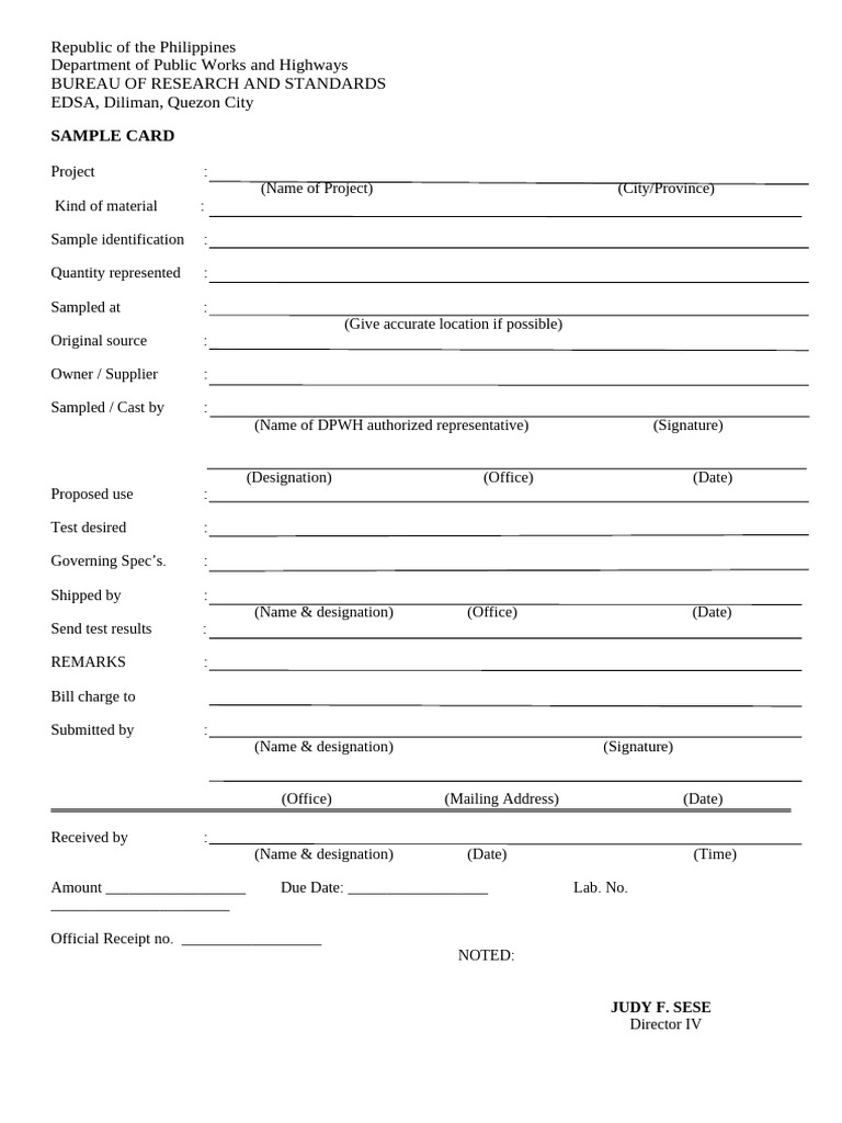 Form No. 1 Sample Card | PDF