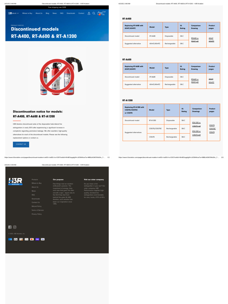 Discontinued Models - RT-A400, RT-A600 & RT-A1200 - H3R Aviation | PDF | Vehicles
