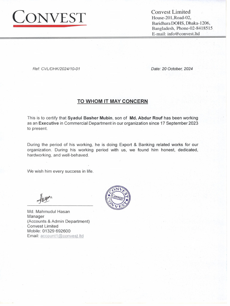 Experience Letter | PDF