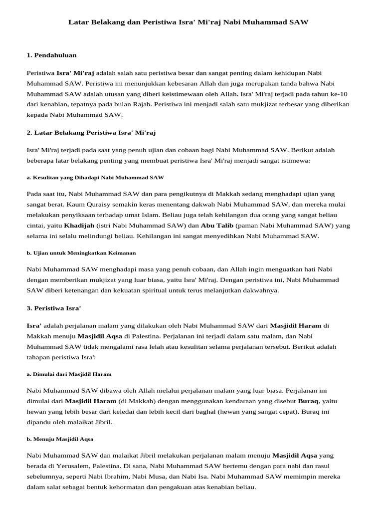Materi Ajar (Latar Belakang Dan Peristiwa Isra' Mi'raj Nabi Muhammad Saw.) | PDF