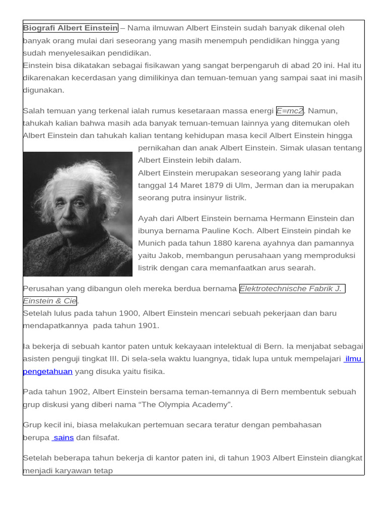 Biografi Albert Einstein | PDF
