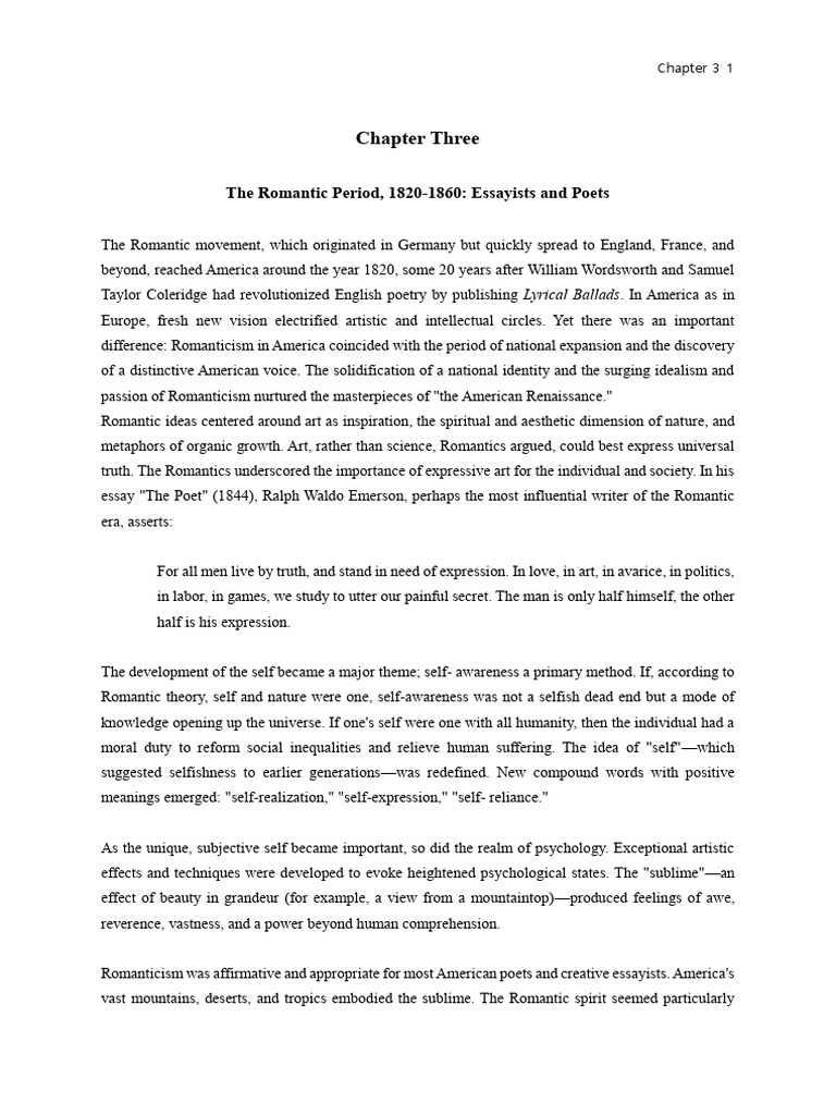 Chapter 3 | PDF | Transcendentalism | Romanticism
