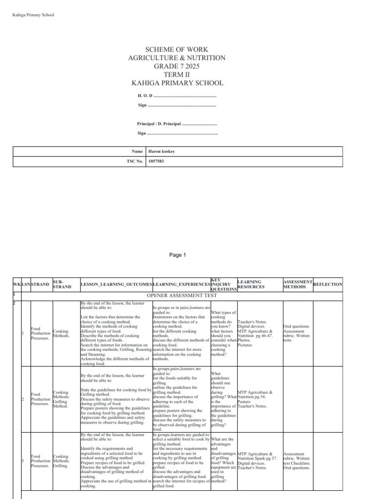 Agriculture & Nutrition - Grade 7 - Term-II | PDF | Knitting | Roasting