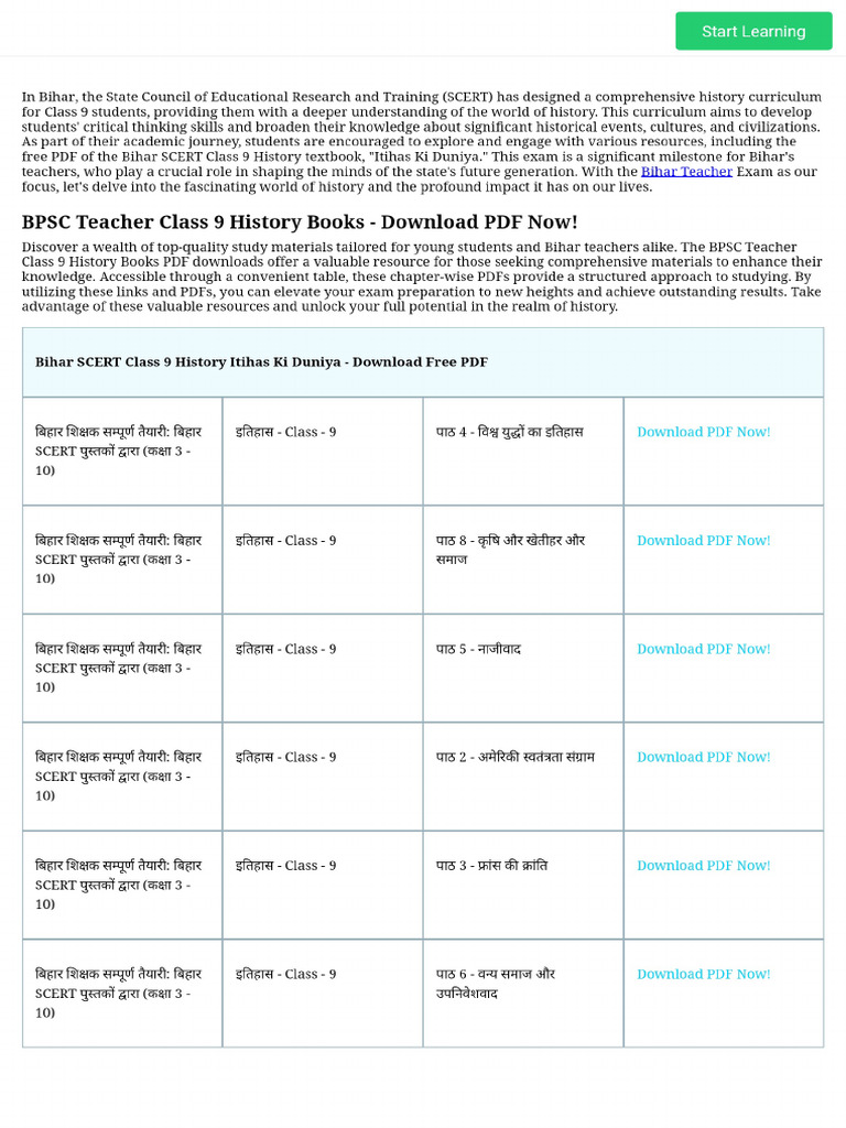 Bihar SCERT Class 9 History Itihas Ki Duniya by BTBC - Imp For All | PDF