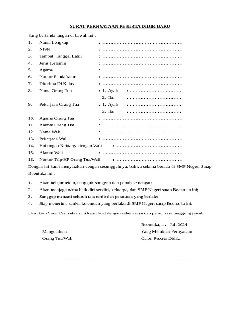 Formulir Pendaftaran PPDB 2024 | PDF