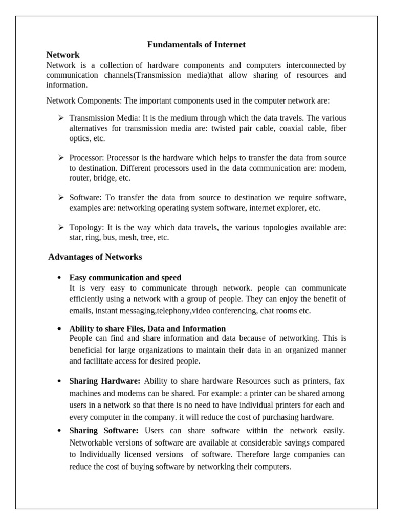 Unit-1 Fundamentals of Internet | PDF | Computer Virus | Computer Network