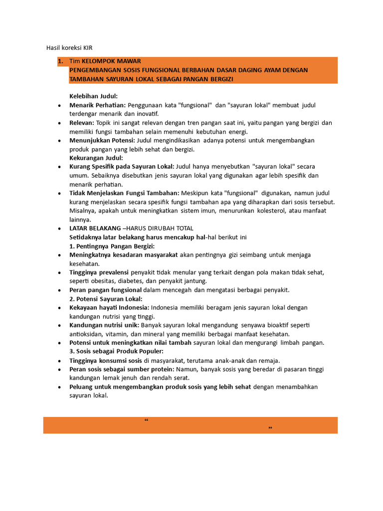 Hasil Koreksi KIR 1 | PDF