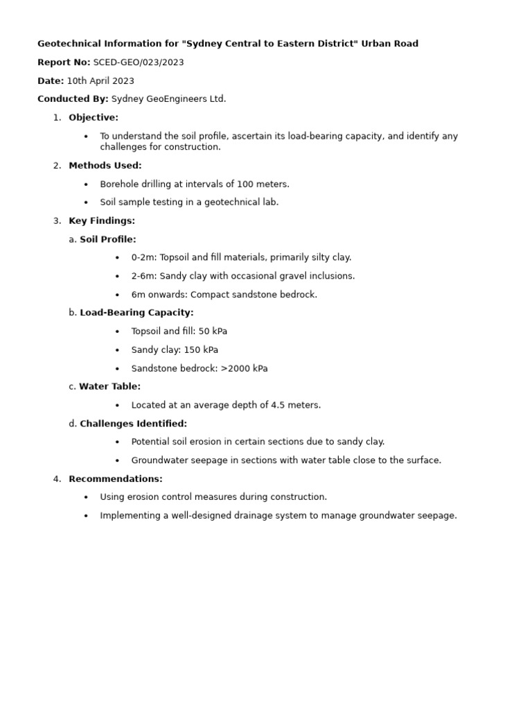 Geotechnical Information | PDF