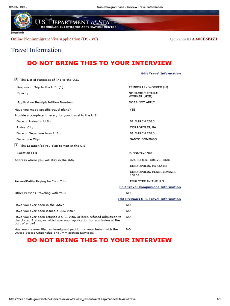 Non-Immigrant Visa - Review Travel Information | PDF | Travel Visa ...