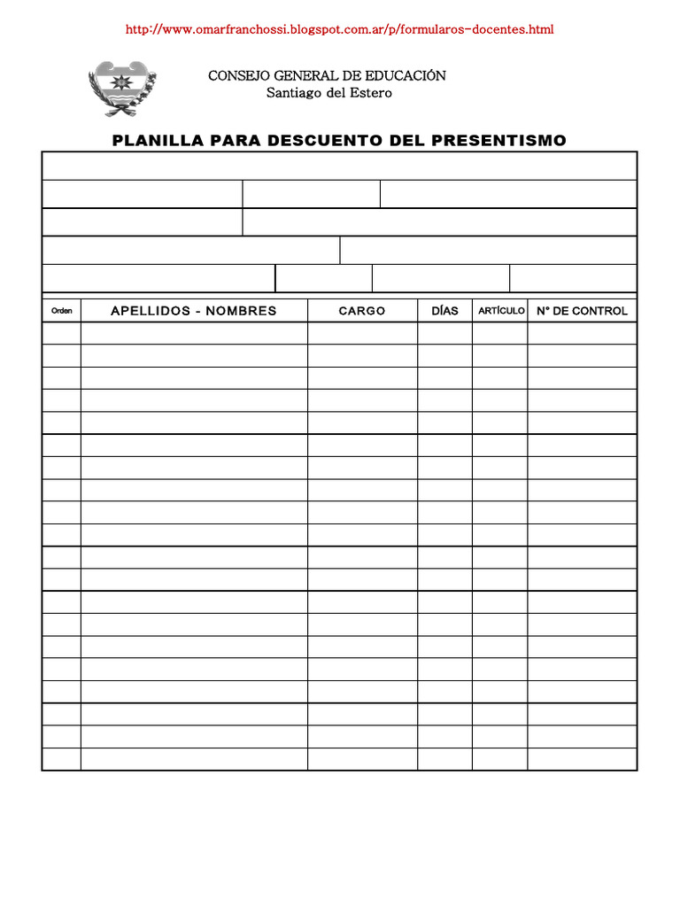 Planilla de Presentismo | PDF