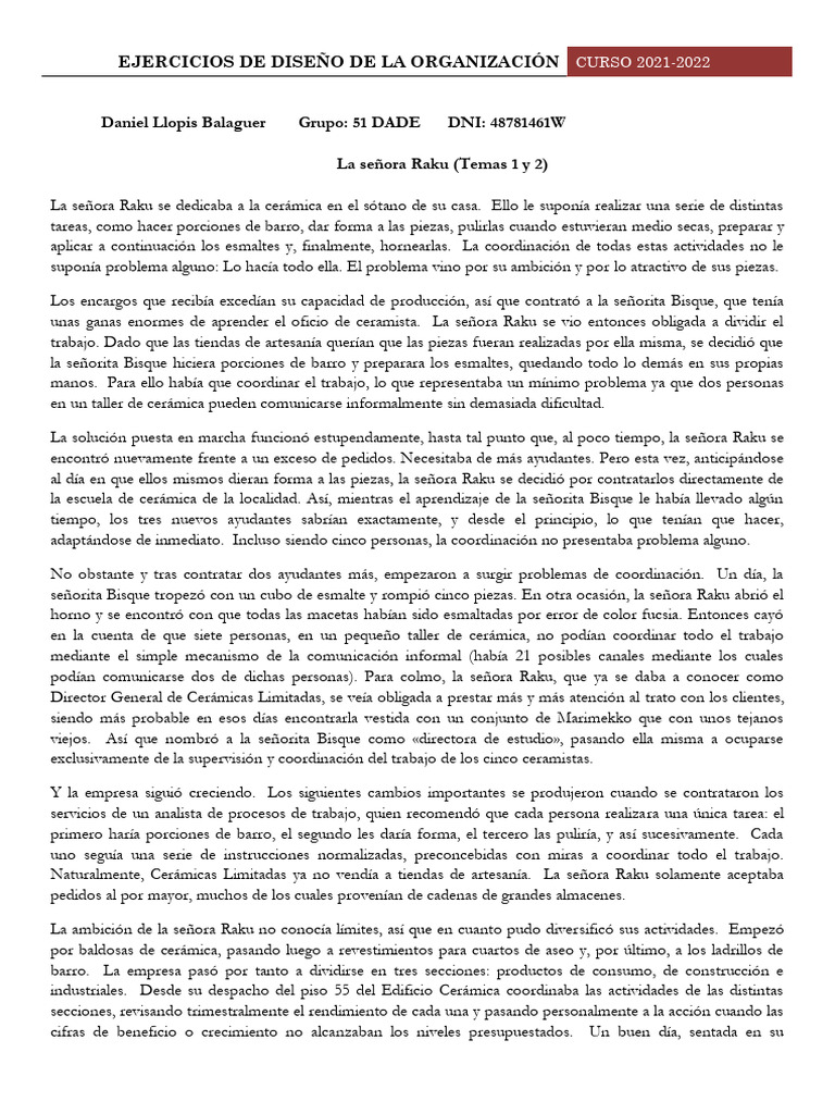 La Señora Raku Enunciado | PDF | Teoría