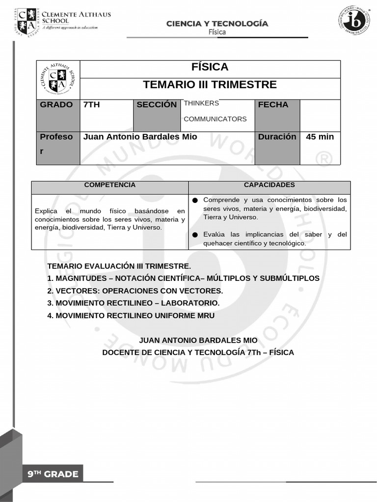 Temario Física 7TH | PDF