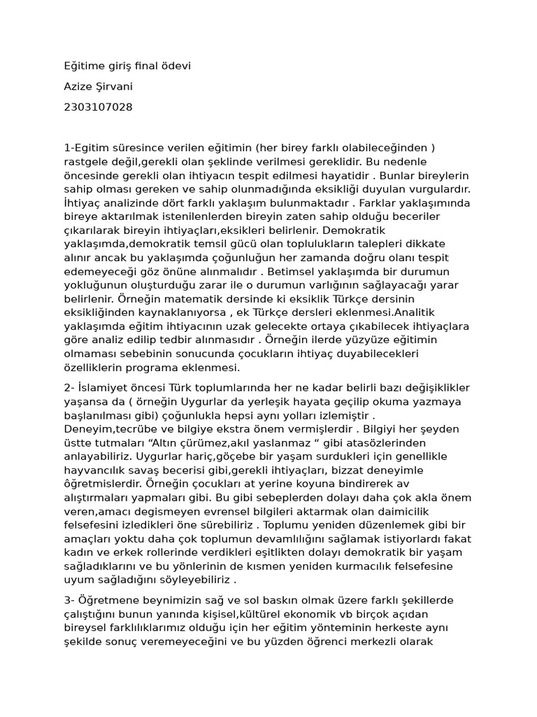 Egitime Giris Final Odevi | PDF
