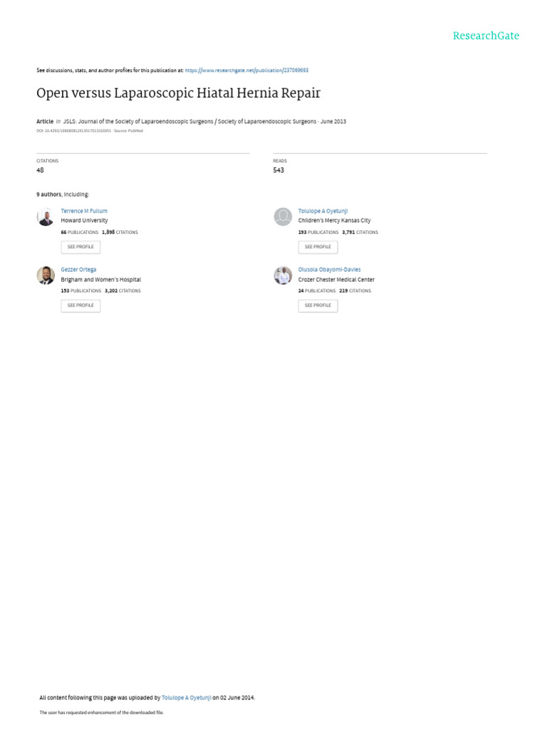 Open_versus_Laparoscopic_Hiatal_Hernia_Repair | PDF | Comorbidity