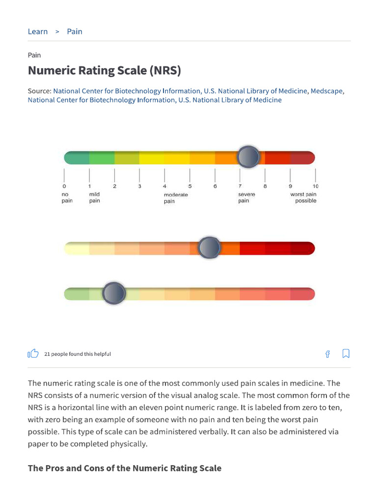 Numerical Rating Scales (NRS) | PDF