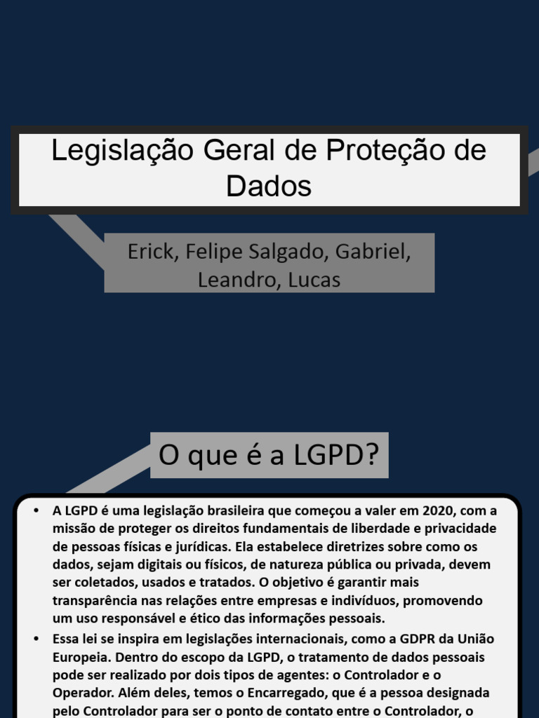 LGPD - Erick, Felipe Salgado, Gabriel, Leandro, Lucas. | PDF