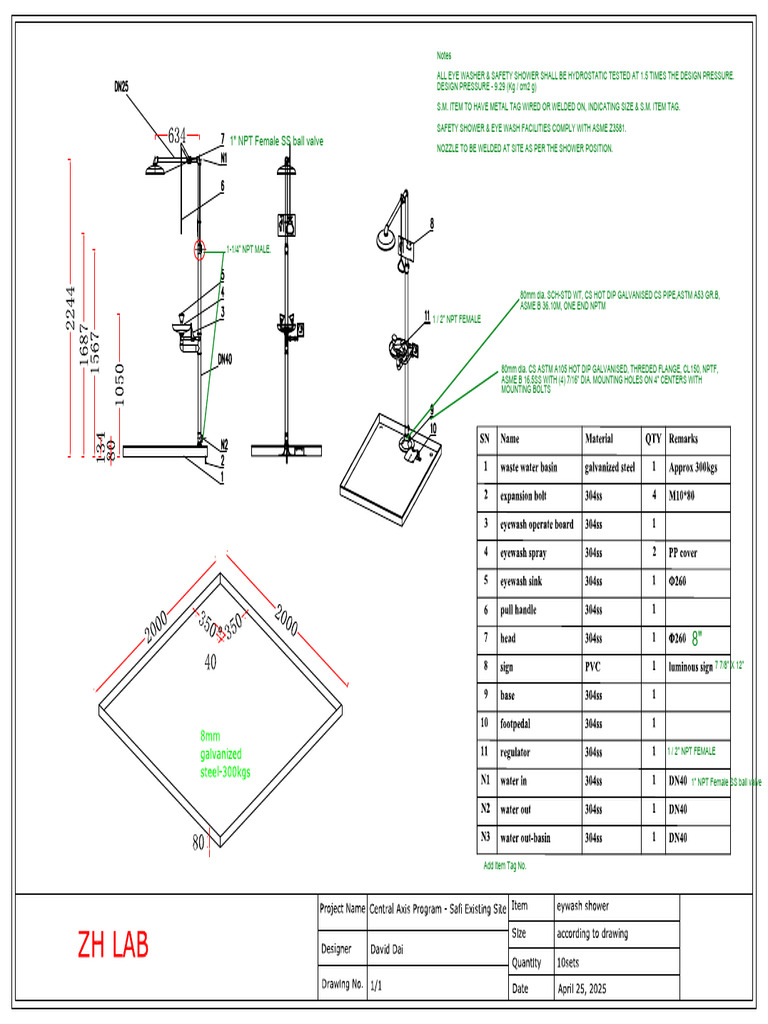 Drawing For Eye Wash - Commented | PDF