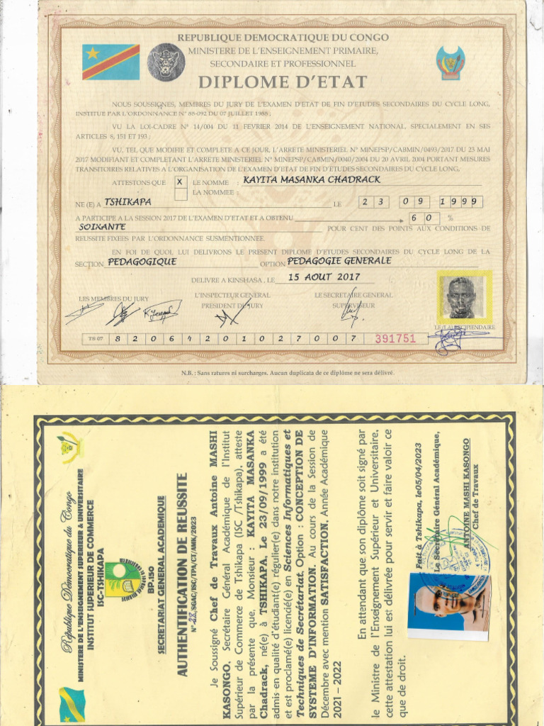 Diplomes Chadrack | PDF