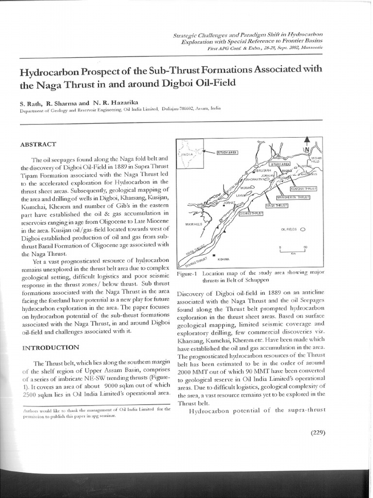 HC Prospects of Sub-Thrust FM Associated With Naga Thrust in and Around ...