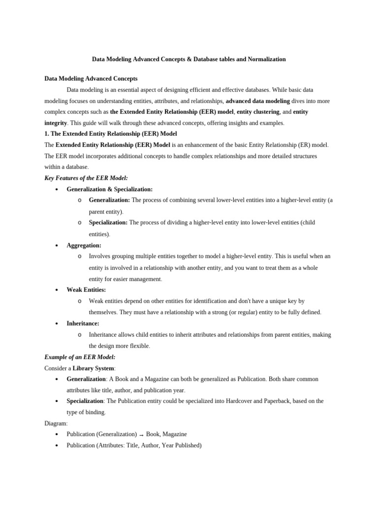 Data Modeling Advanced Concepts & Database Tables and Normalization | PDF | Databases | Database ...