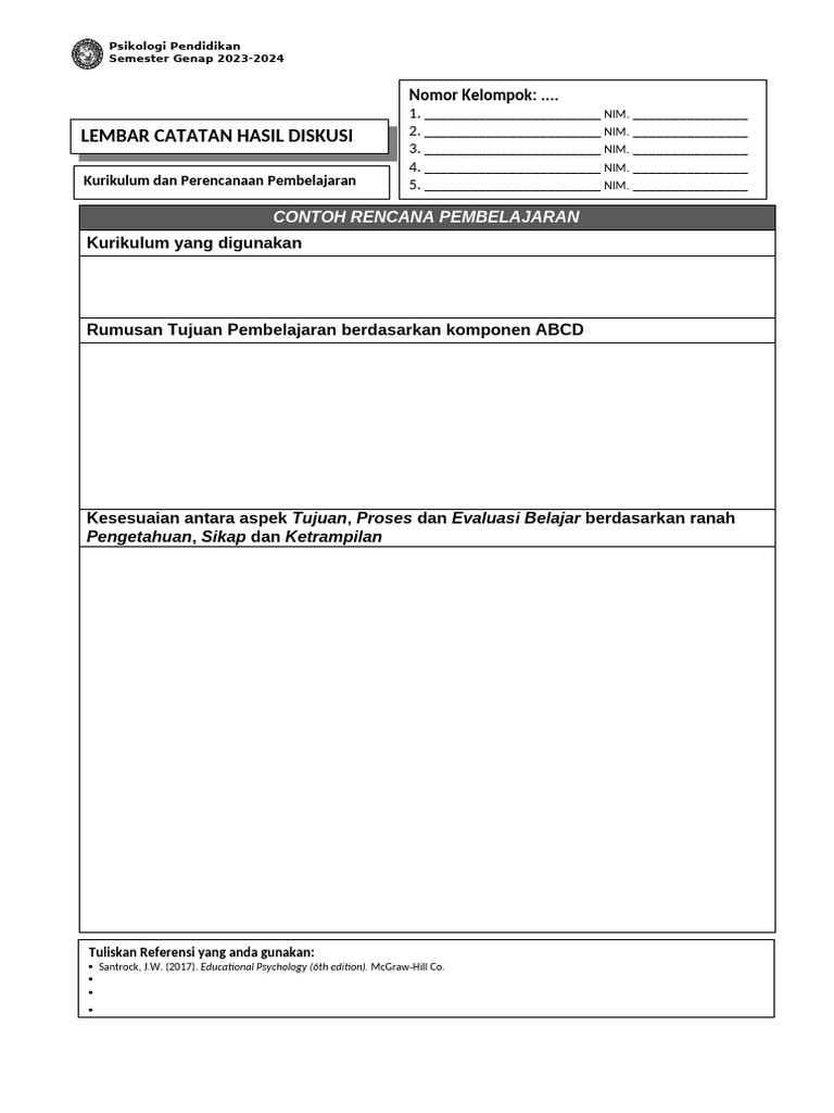 Lembar_Catatan_Hasil_Diskusi_08_(Kurikulum_dan_Perencanaan_Pembelajaran) | PDF
