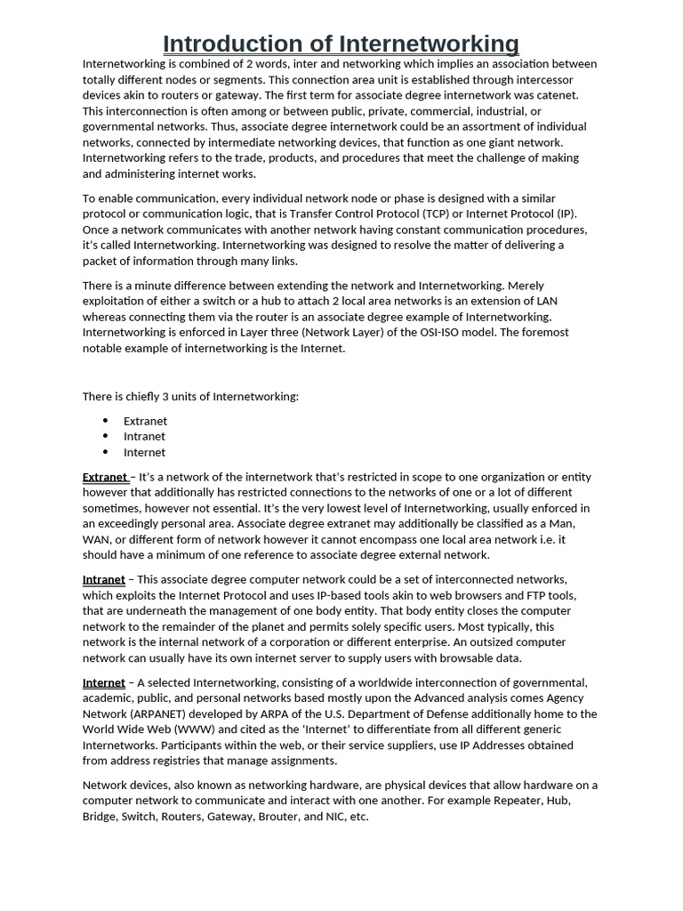 Introduction of Internetworking | PDF | Network Switch | Computer Network