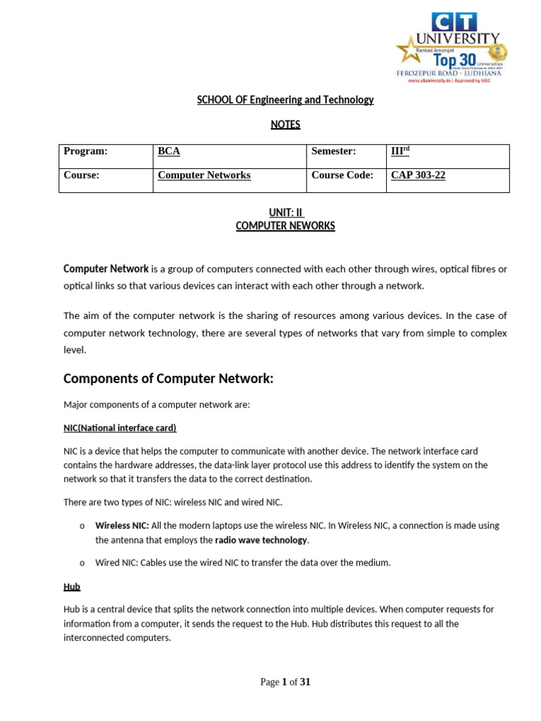 UNIT-II Computer Networks | PDF | Network Topology | Transmission Medium