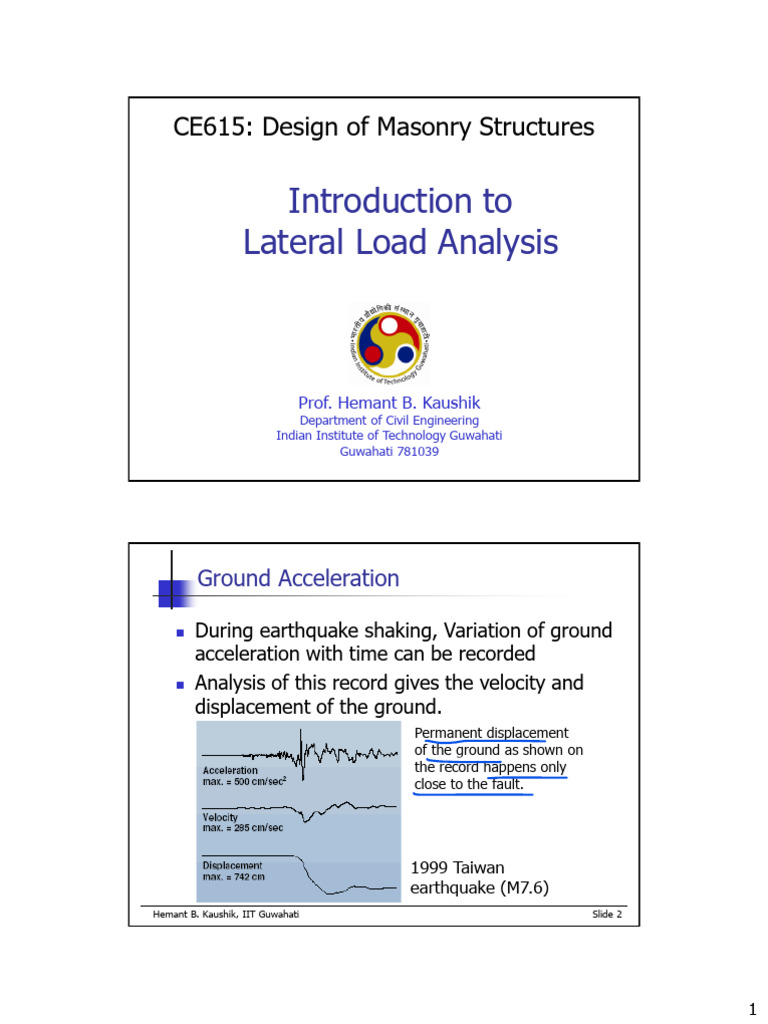 CE615 L08 Lateral Load Analysis Intro | PDF | Force | Physical Sciences