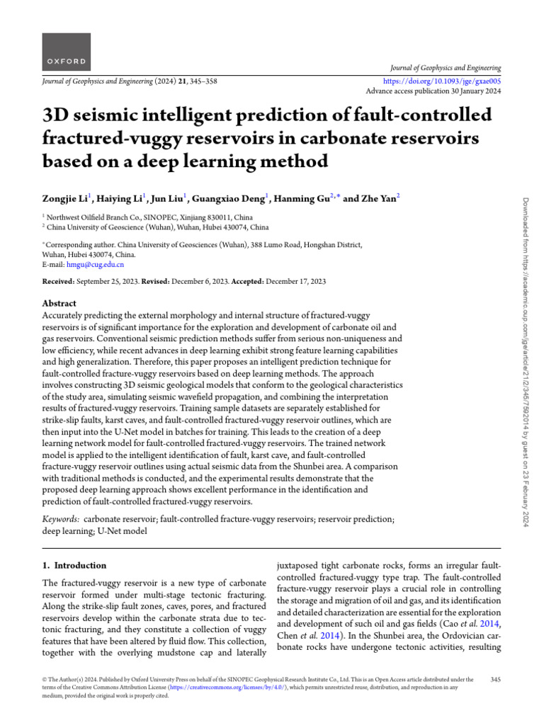 3D Seismic Intelligent Prediction of Fault-Control | PDF | Deep ...