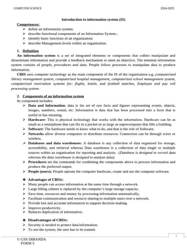 Introduction To Information System | PDF | System | Databases