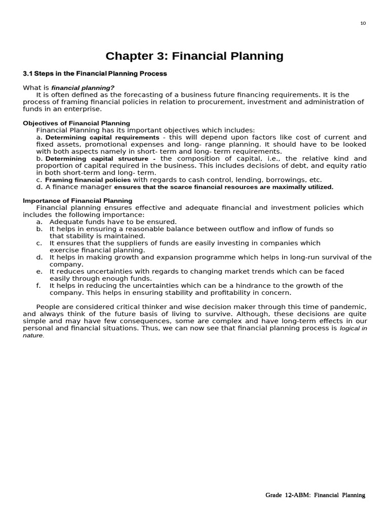 Grade 12 ABM Financial Planning Guide | PDF | Debits And Credits | Business