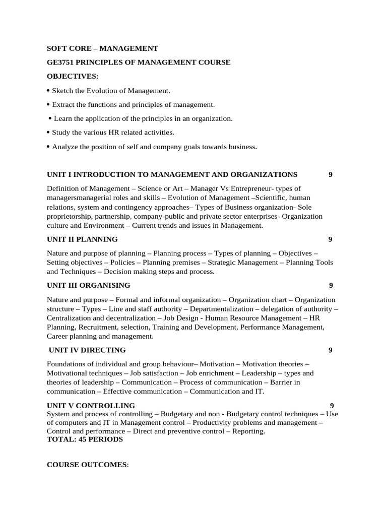 Pom Divya V Syllabus With 2m, Big Questions | PDF | Human Resource Management | Motivation