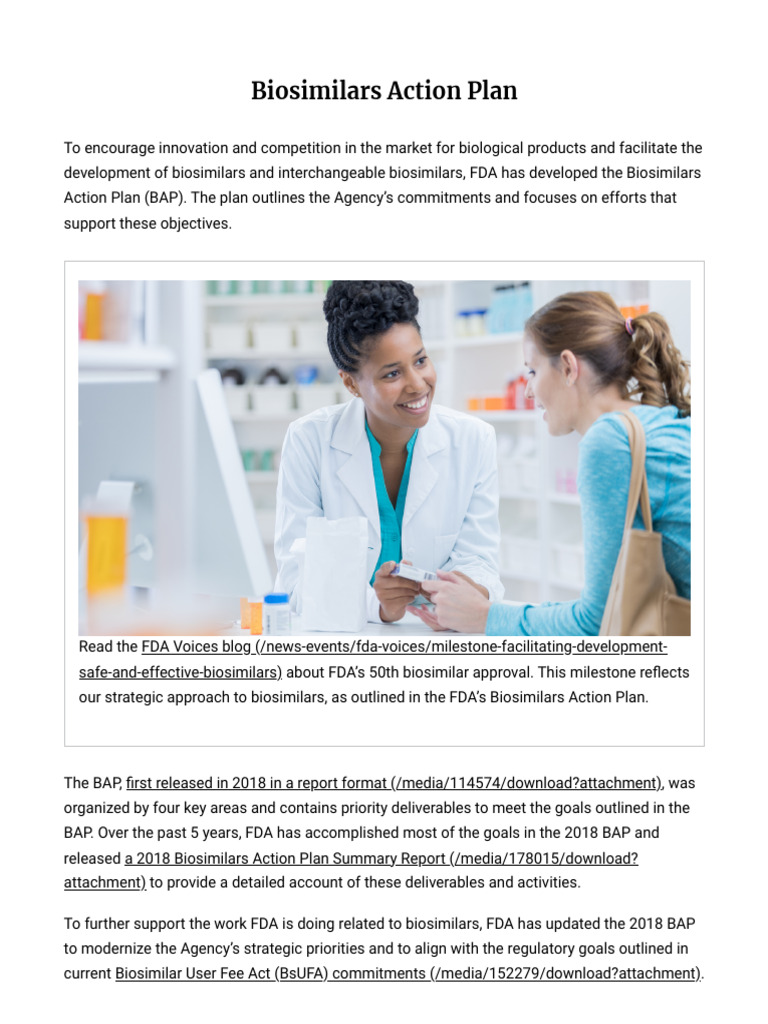 FDA's Updated Biosimilars Action Plan | PDF | Food And Drug ...