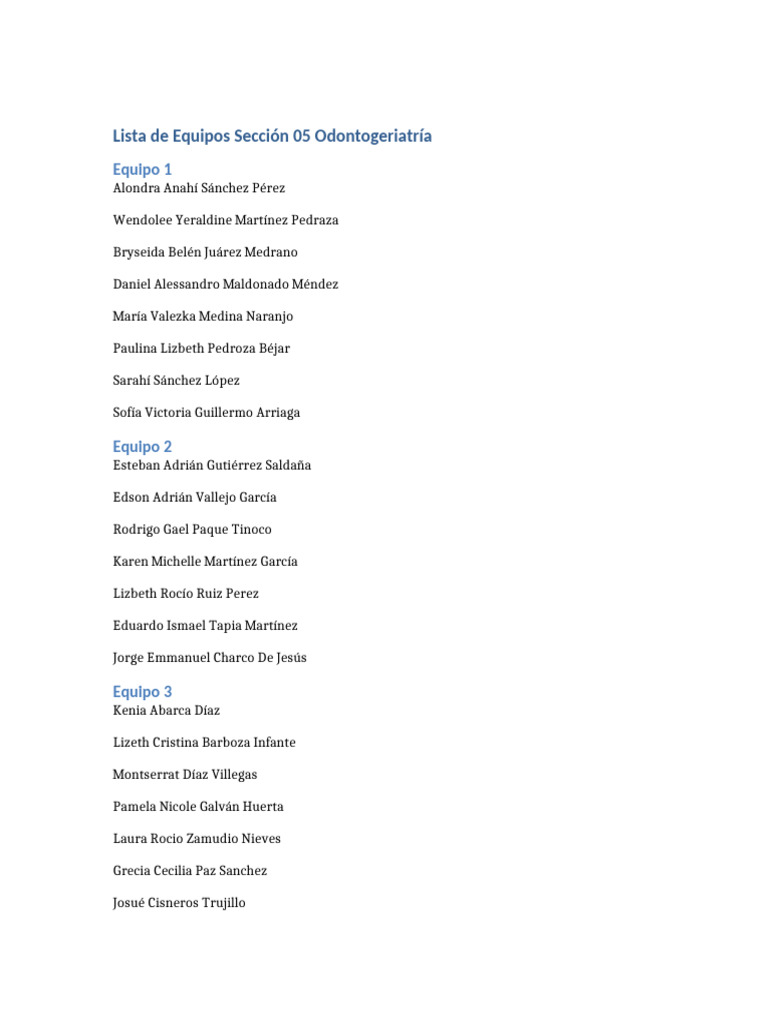 Lista Equipos | PDF