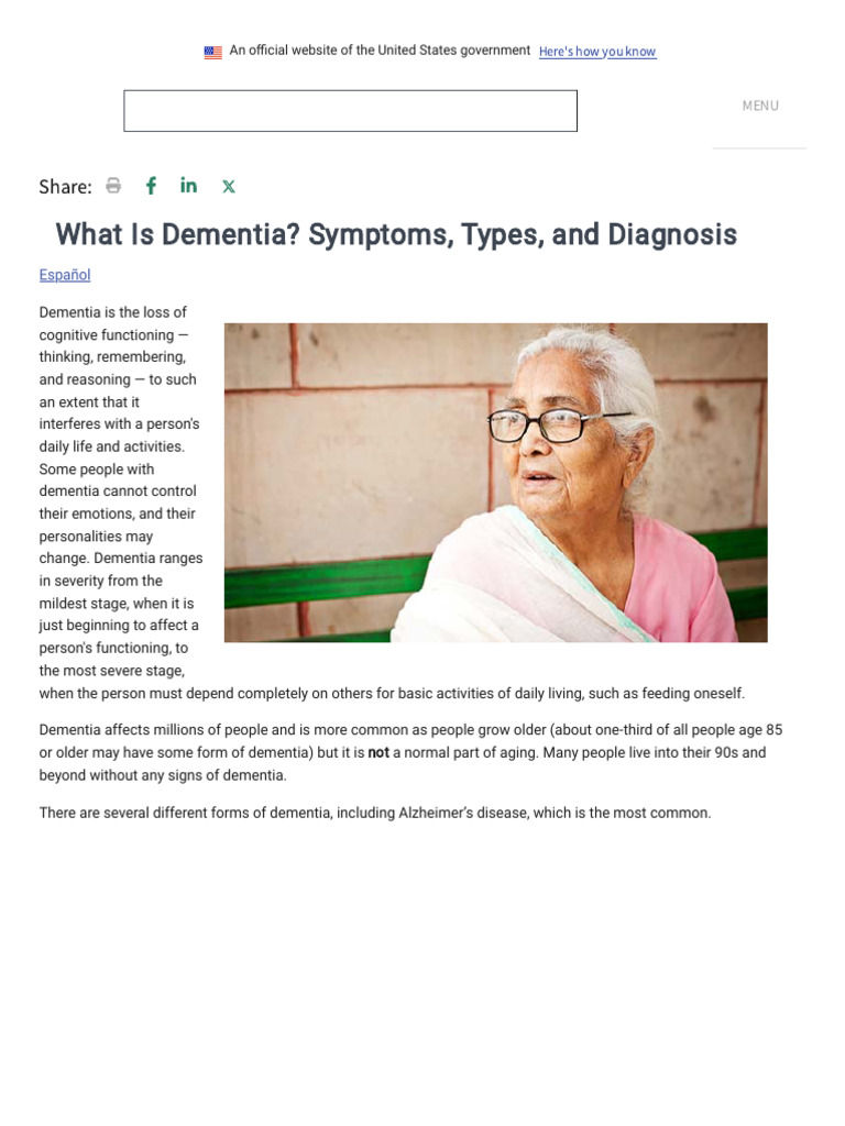 What Is Dementia - Symptoms, Types, and Diagnosis - National Institute ...