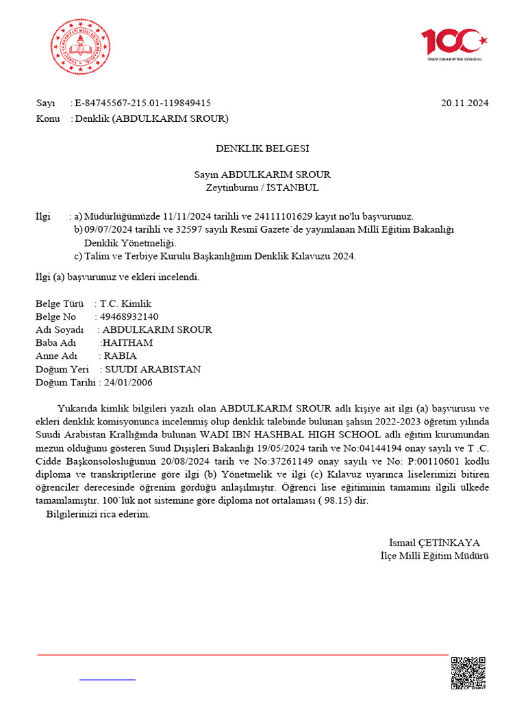 Denklik Belgesi | PDF