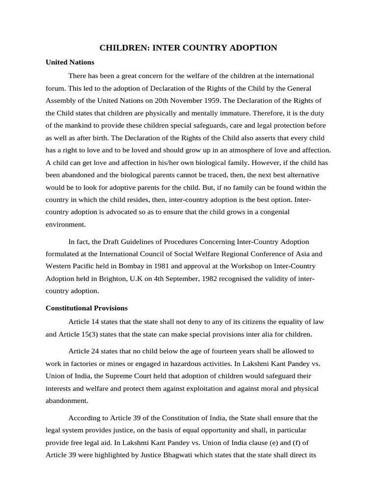 Inter-Country Adoption in India | PDF | Adoption | Family