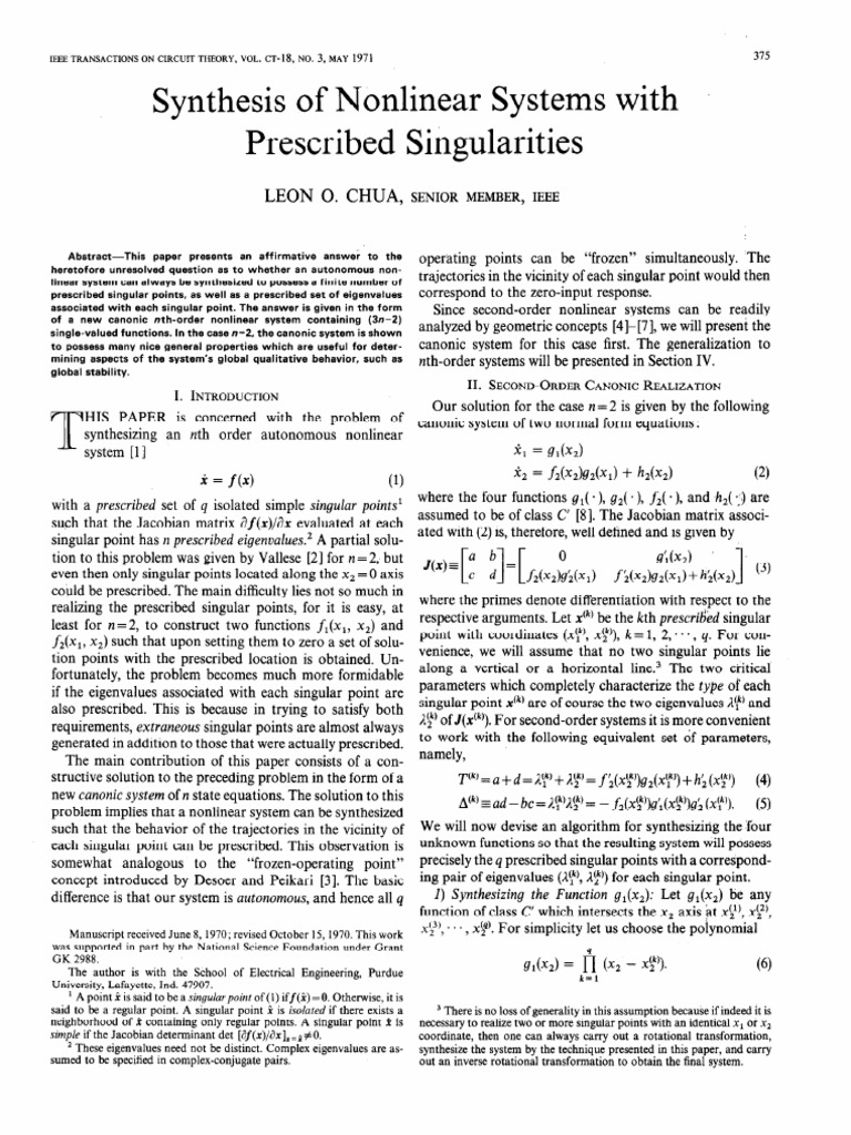 Synthesis of Nonlinear Systems With Prescribed Singularities | PDF ...