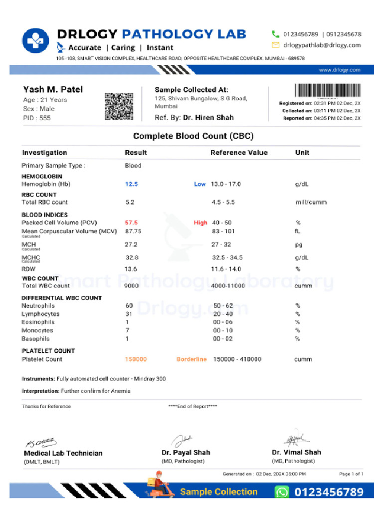 Blood Test Report | PDF