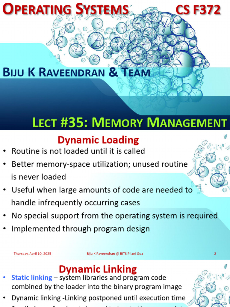 Lect 35 MemoryManagement | PDF | Library (Computing) | Operating System