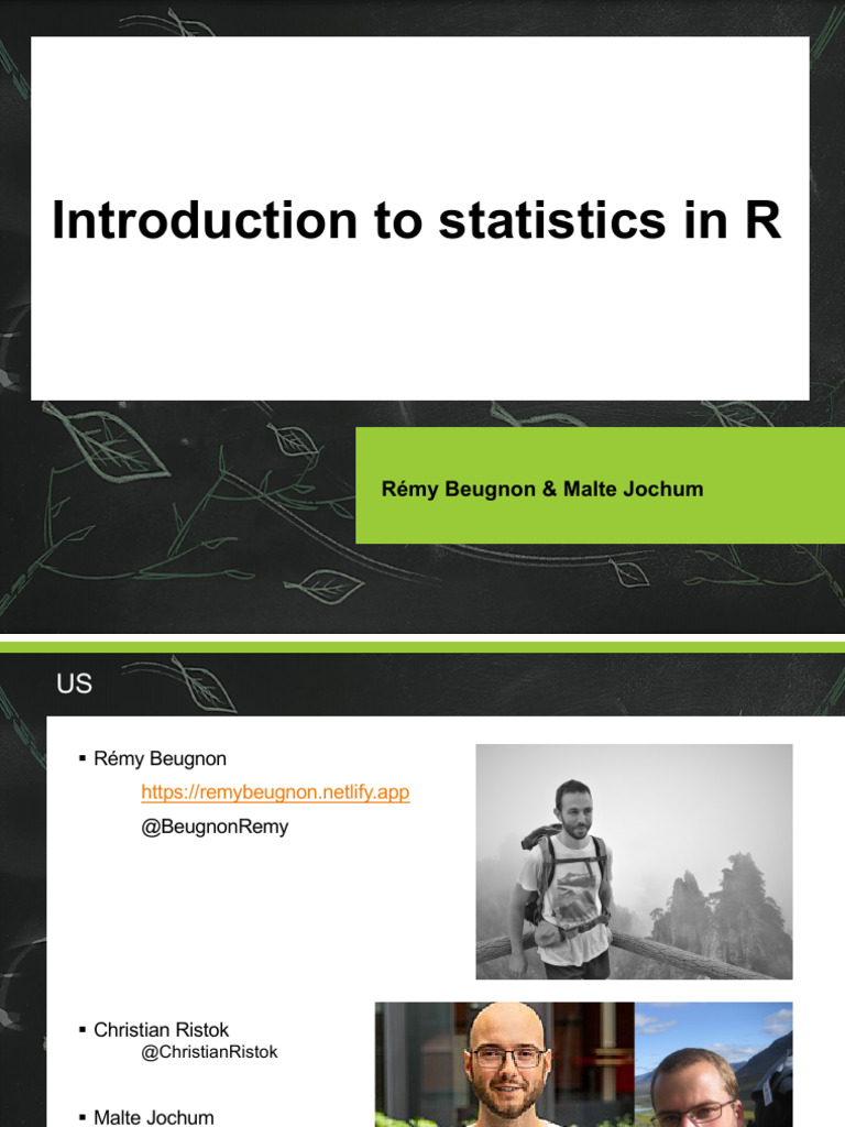 Lecture Intro To Stat in R | PDF | Errors And Residuals | Statistics